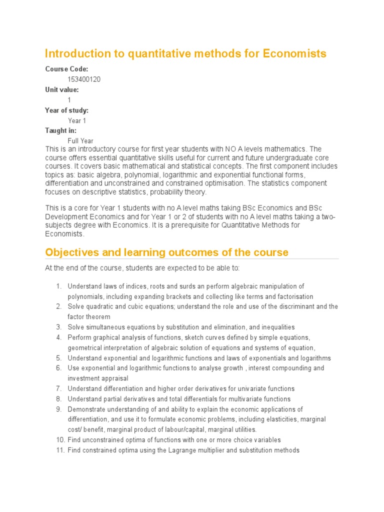 Introduction To Quantitative Methods For Economists | PDF | Equations ...