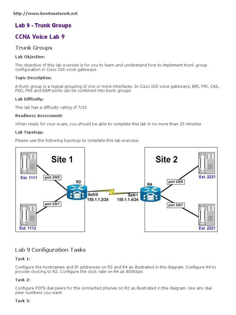 Lab 9 - Trunk Groups | PDF | Voice Over Ip | Computer Networking