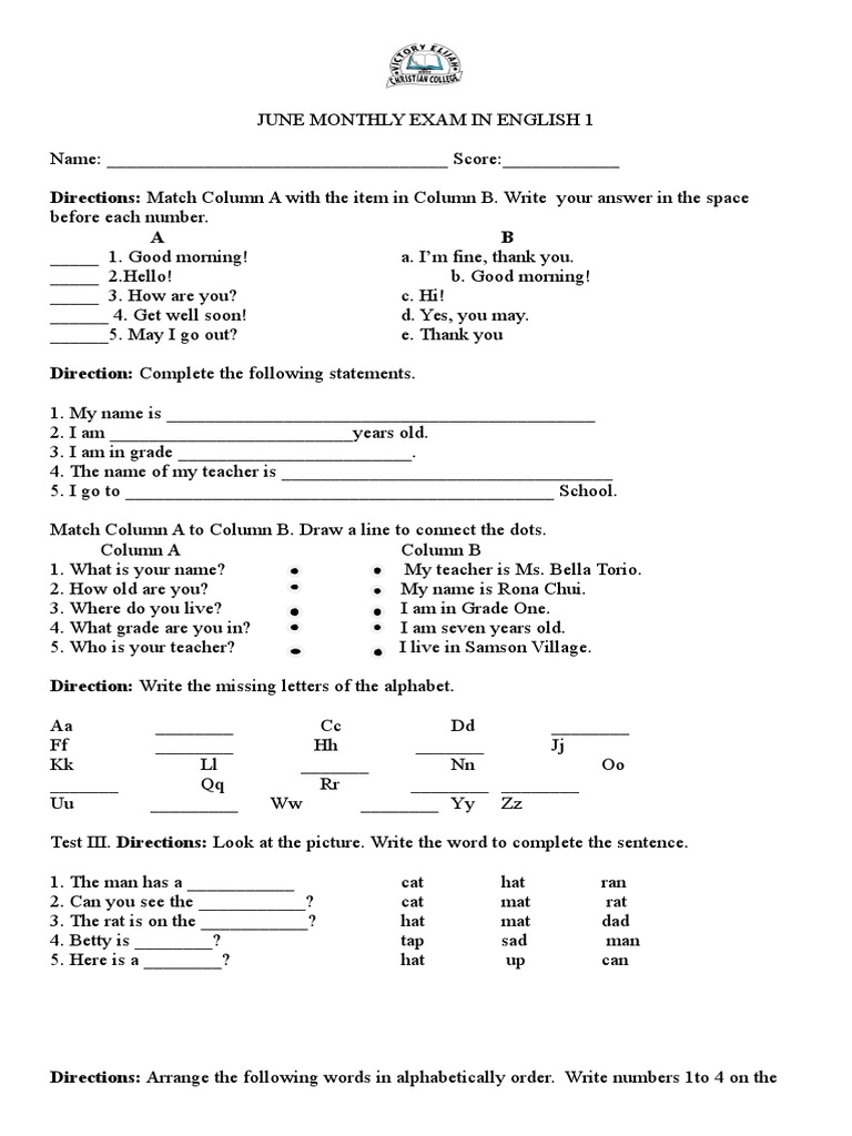 GRADE 1 ENGLISH-complete | PDF | Fast Food | Deer