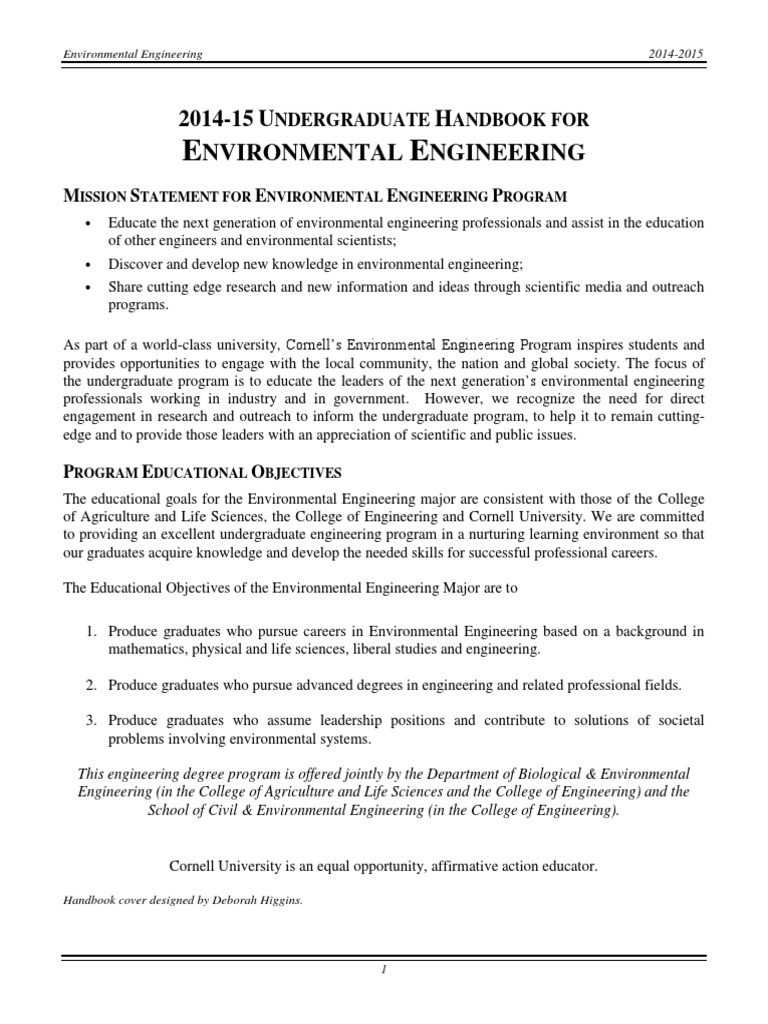 ENVIRONMENTAL ENGINEERING | Course Credit | Sustainability