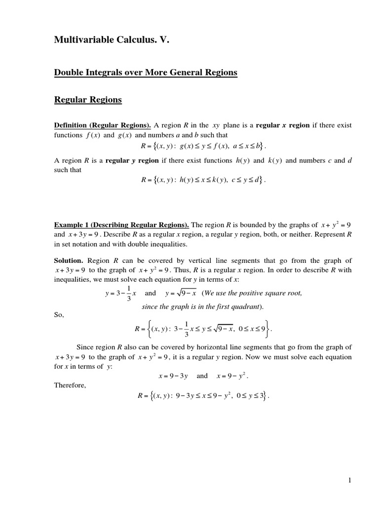 Multivariable Calculus. V.: Double Integrals Over More General Regions ...