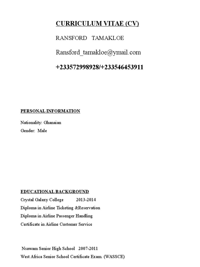 Aviation & Travel Professional CV | PDF | Career & Growth