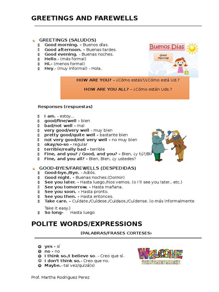 Greetings and Farewells | PDF | Gramática | Numero Gramatical