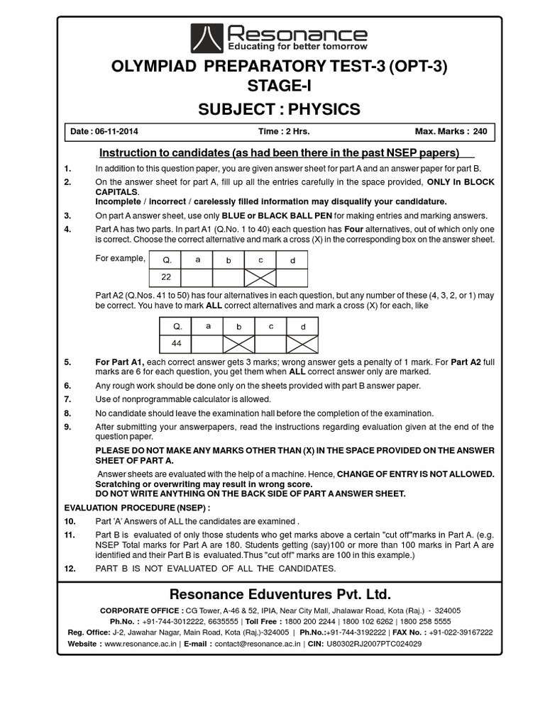 NSEP Exam Instructions | PDF | Lens (Optics) | Capacitor