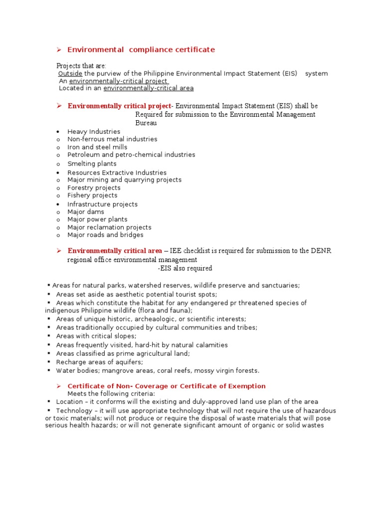 Environmental Compliance Certificate | PDF | Environmental Impact ...