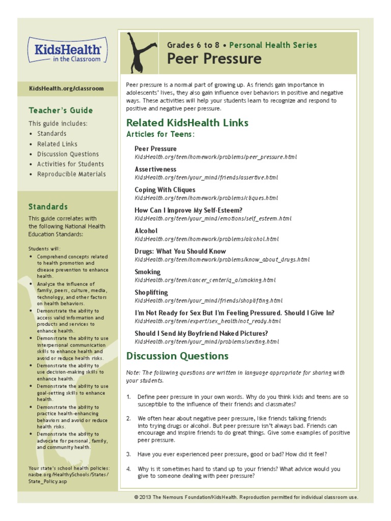 Peer Pressure Pdf Adolescence Psychology