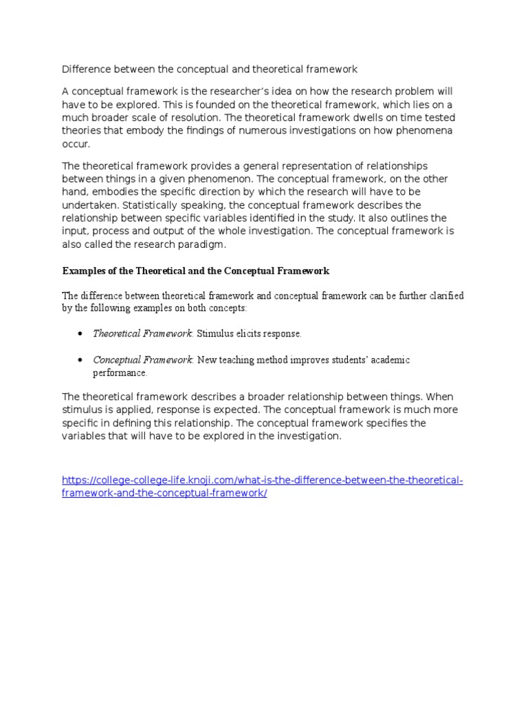 Difference Between Conceptual Theoretical Framework Conceptual