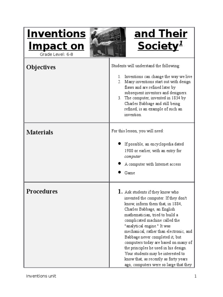 Inventions and Their Impact On Society 1 | PDF | Machines | Electronics