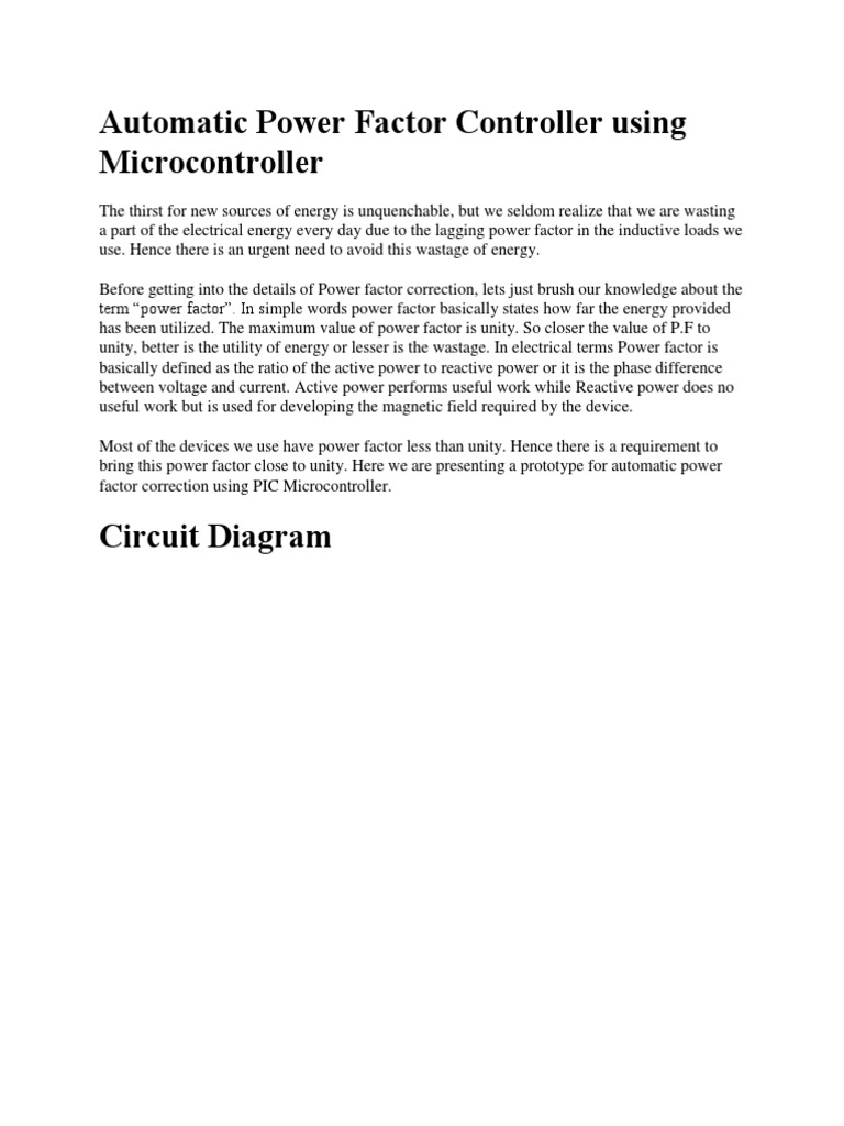 Automatic Power Factor Controller Using Microcontroller PDF | PDF | Ac Power | Relay
