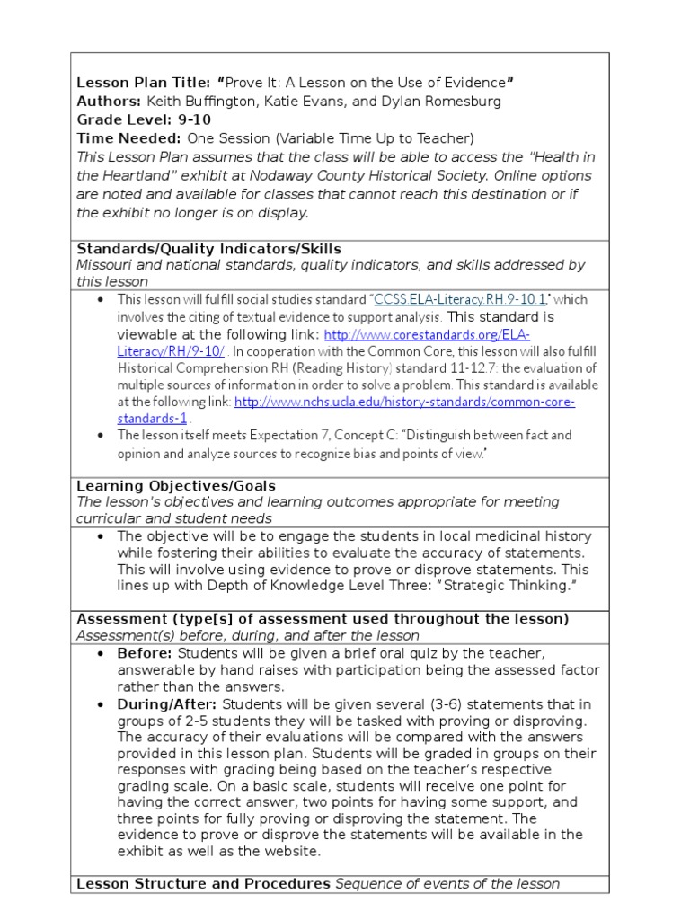 Medicine - Lesson Plan | PDF | Lesson Plan | Educational Assessment