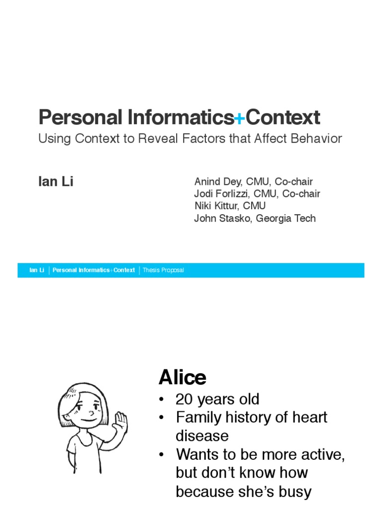 Personal Informatics and Context: Using Context To Reveal Factors That ...