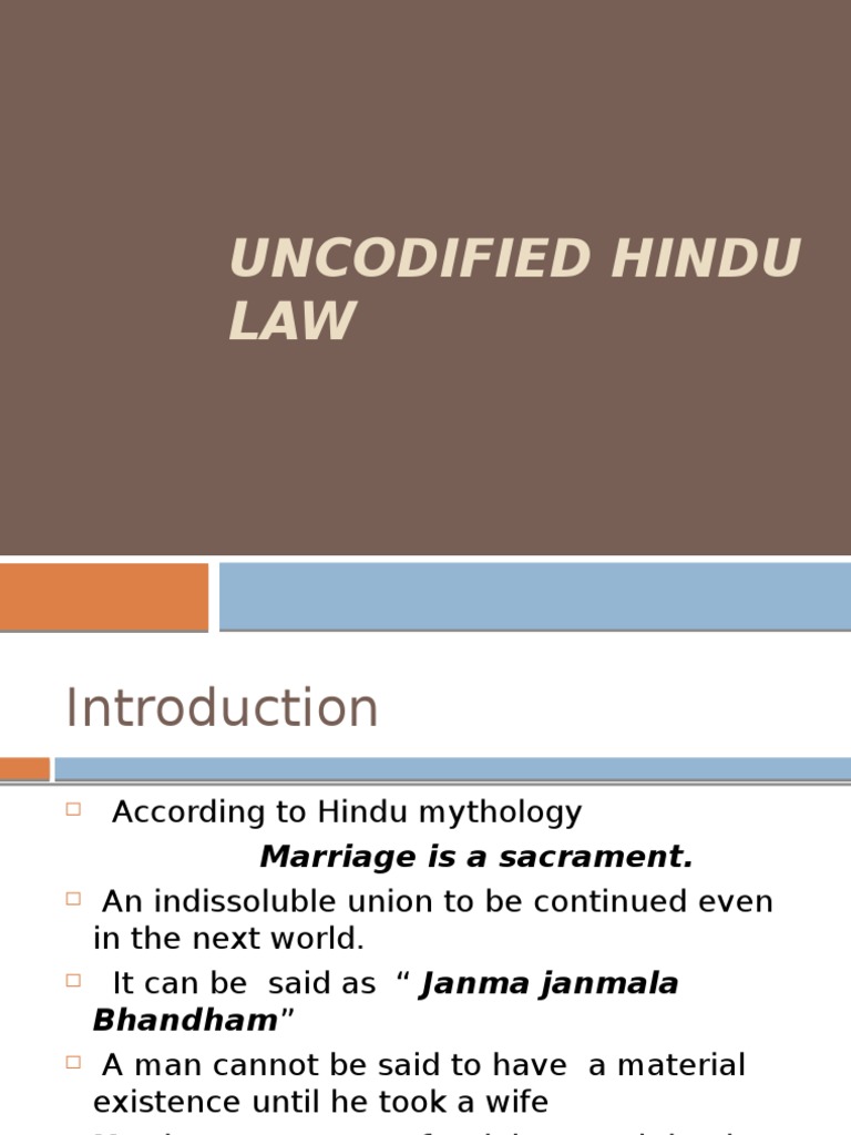 Uncodified Hindu Law | PDF | Annulment | Divorce