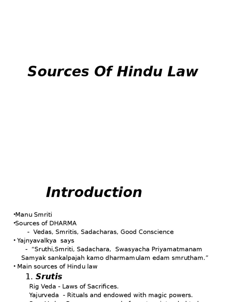 Sources of Hindu Law Explained | PDF | Vedas | Religious Comparison