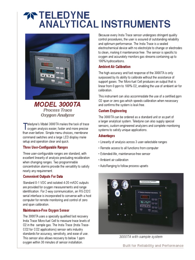 Teledyne 3000ta | PDF | Sensor | Electrical Engineering