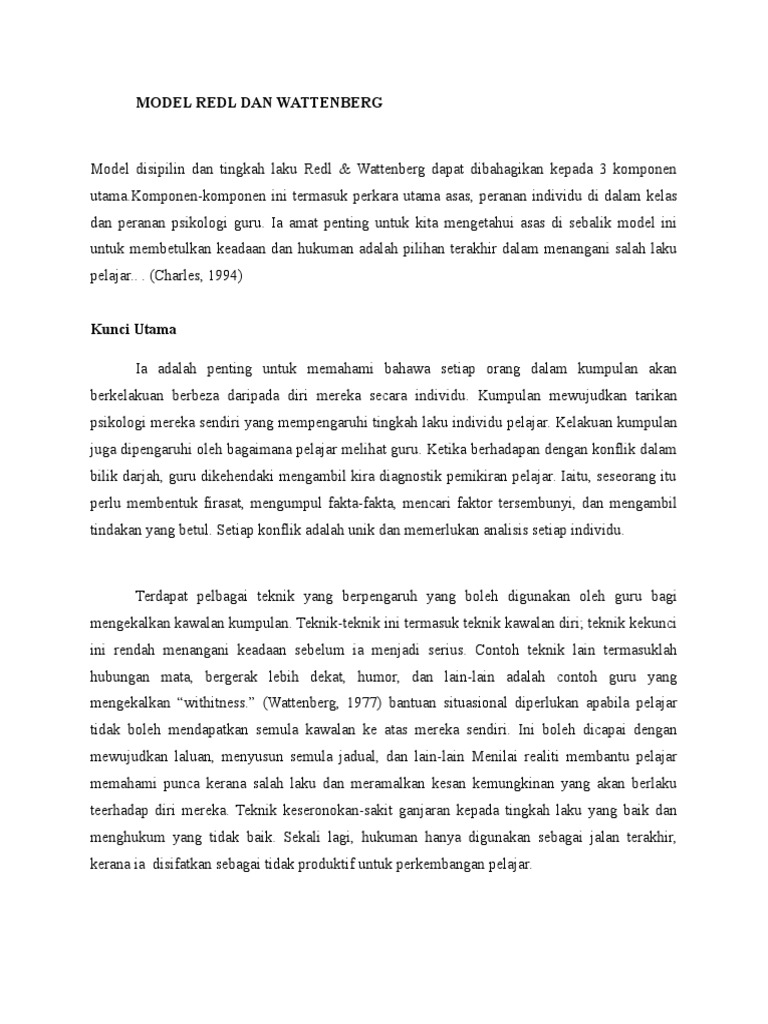 Model Redl Dan Wattenberg | PDF | Karier & Perkembangan