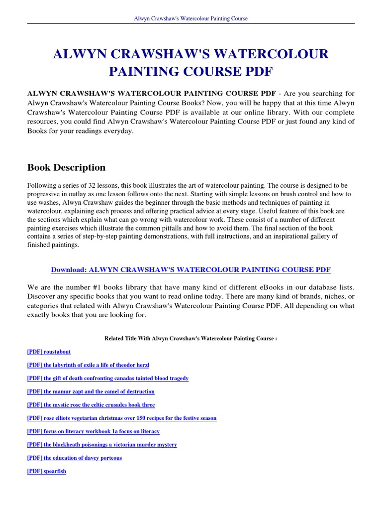Alwyn Crawshaws Watercolour Painting Course | PDF | Watercolor Painting ...