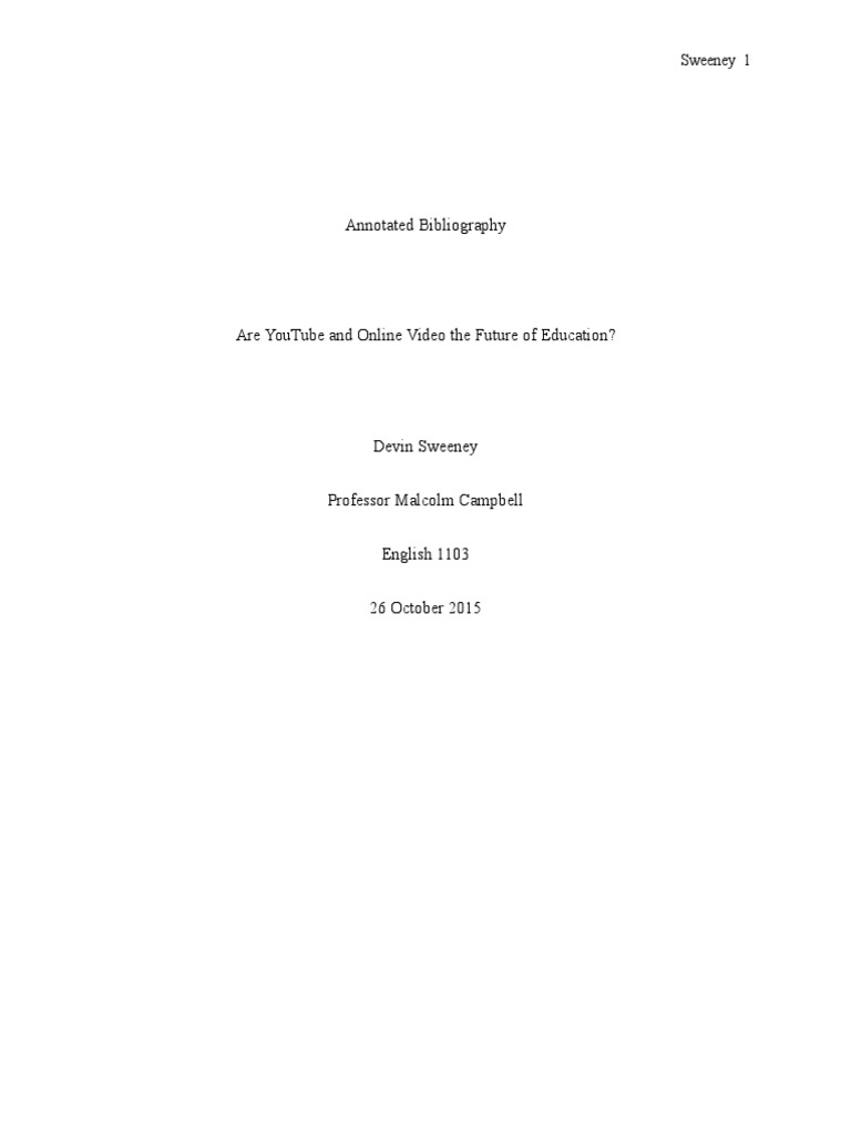 Devin Sweeney Annotated Bibliogrophy | PDF | Web 2.0 | Classroom