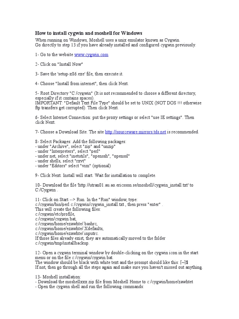 Installation Cygwin+moshell Sofiane | PDF | Zip (File Format ... Installation Cygwin+moshell Sofiane | PDF | Zip (File Format ...