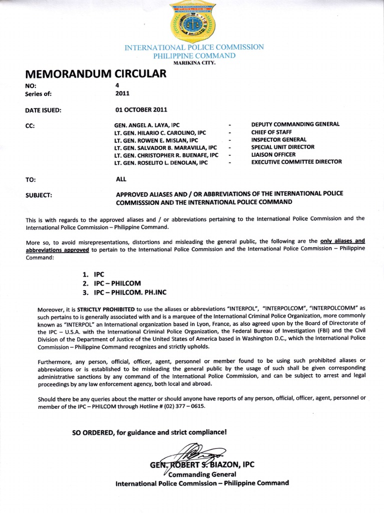 Approved Abbreviations for IPC Philippines | PDF | Social Science