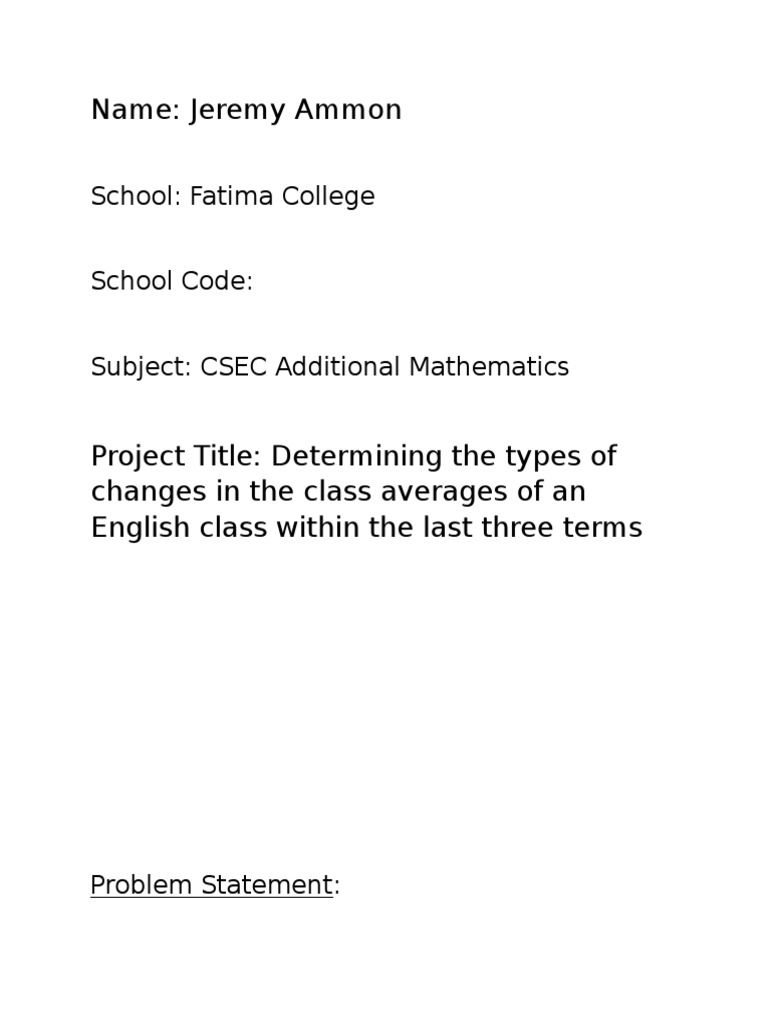 Additional Mathematics SBA | Median | Mode (Statistics)