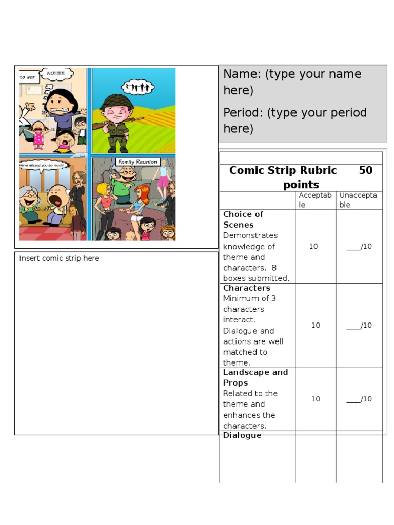 Comic Strips Rubric | PDF