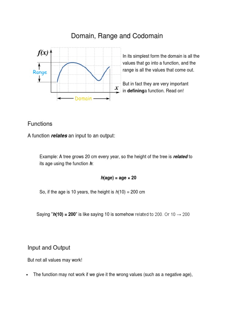2 3 Domain Range and Codomain | PDF | Domain Of A Function | Function ...