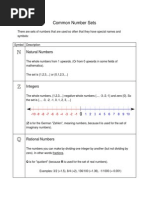Classification of Numbers Fact Sheet | PDF