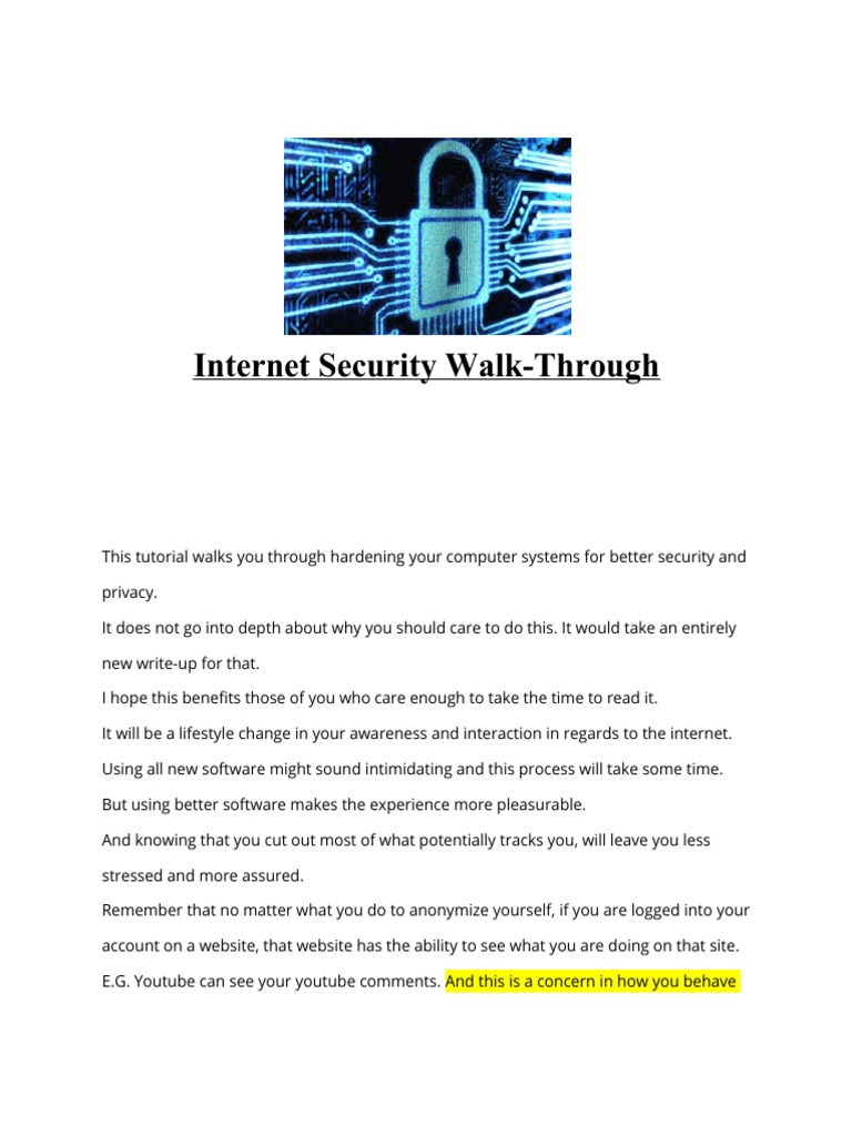 Internet Security Walk-Through v1.6 | PDF | Tor (Anonymity Network) | Proxy Server