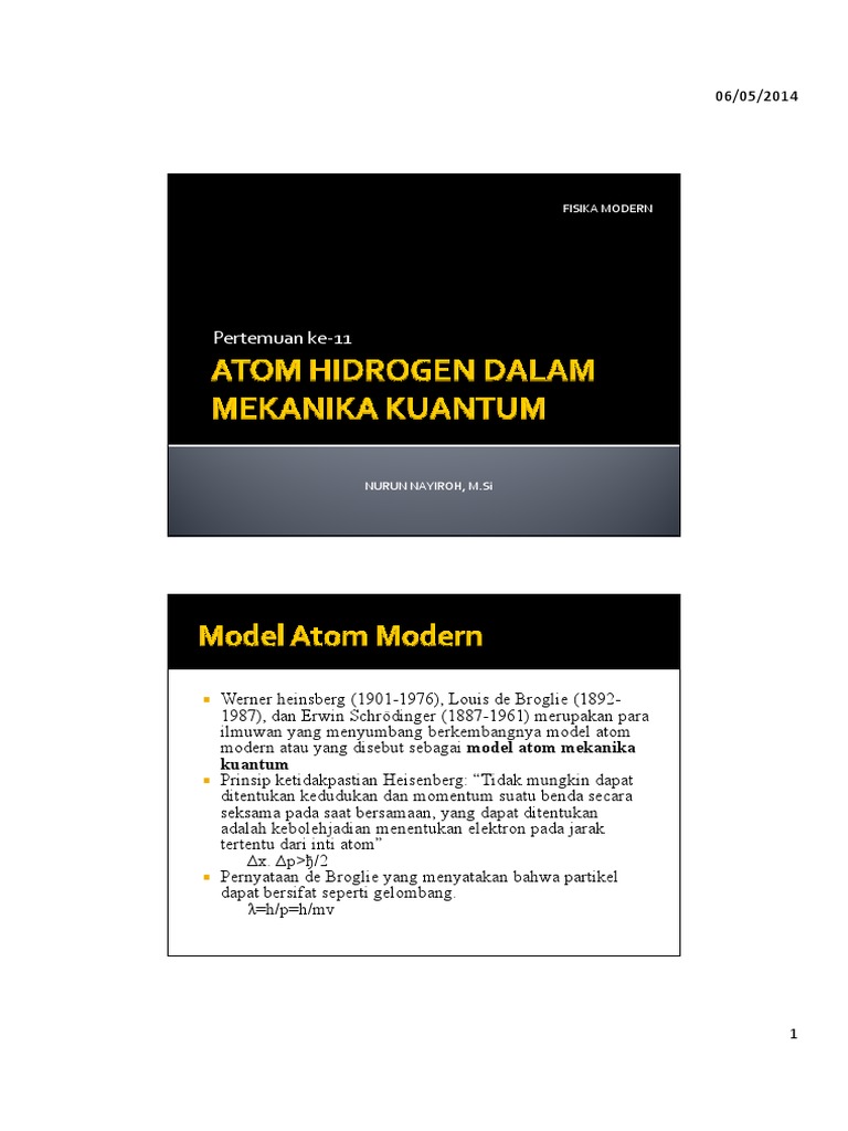 Materi 11 Atom Hidrogen Dalam Mektum PDF | PDF | Sains & Matematika