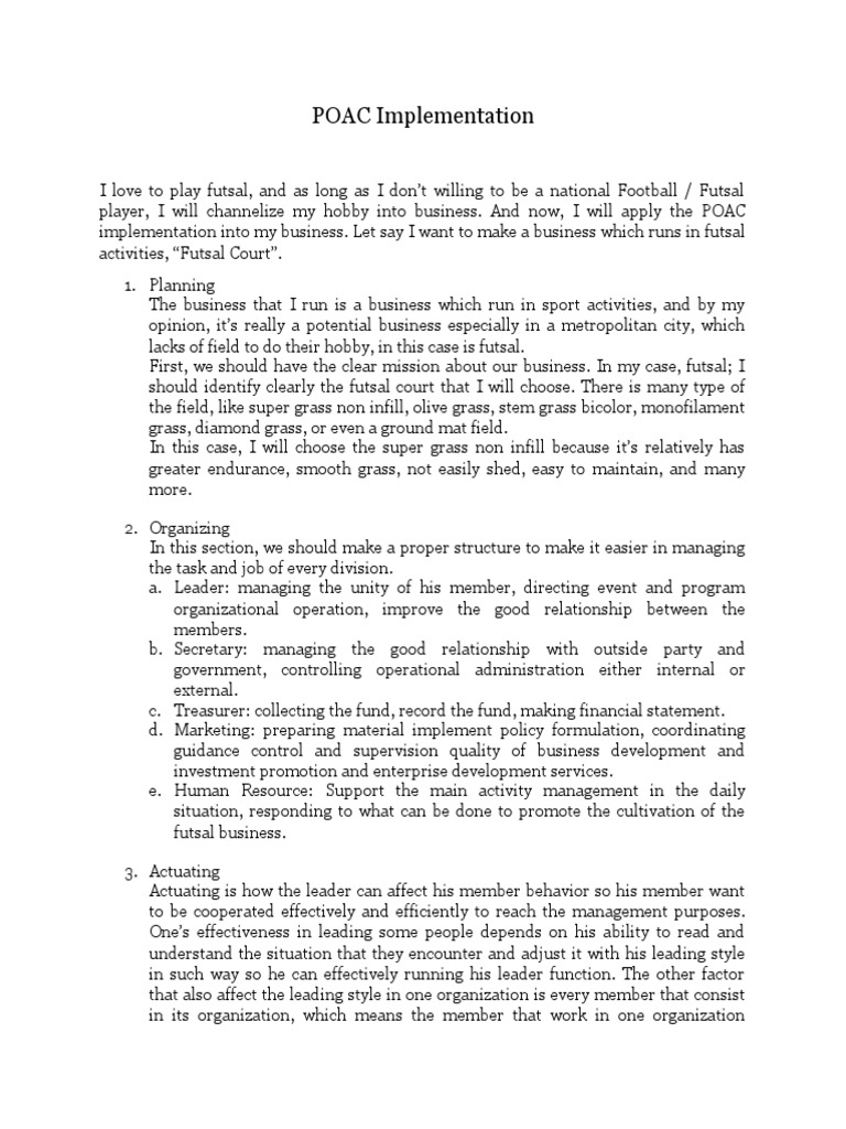 POAC Implementation | Decision Making | Behavioural Sciences