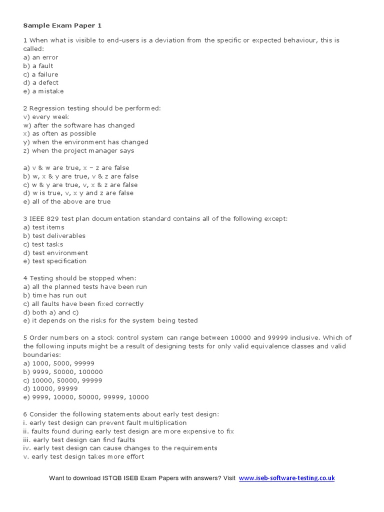 Qa Exam Question | Quality Assurance | Test (Assessment)