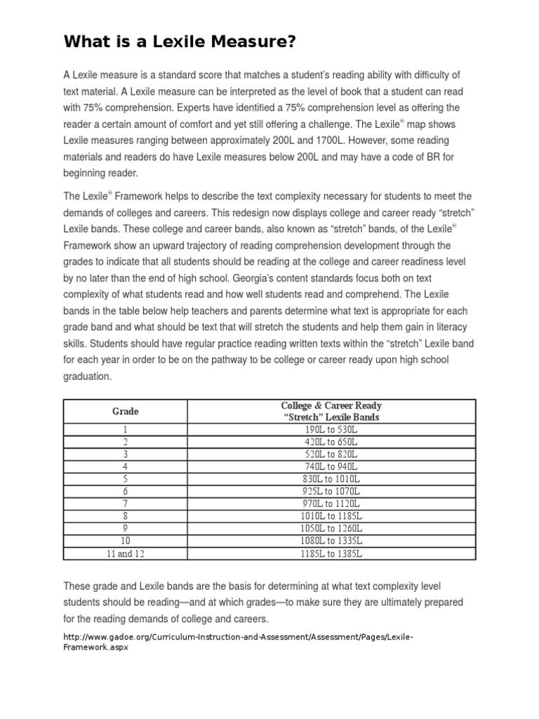 Lexile Measure | PDF | Career & Growth | Language Arts & Discipline