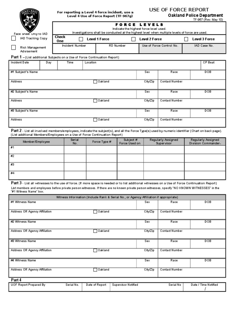 Use of Force | PDF | Use Of Force | Witness