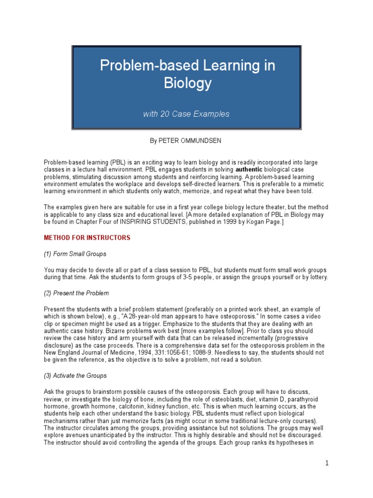 PBL in Biology | PDF | P Value | Confidence Interval