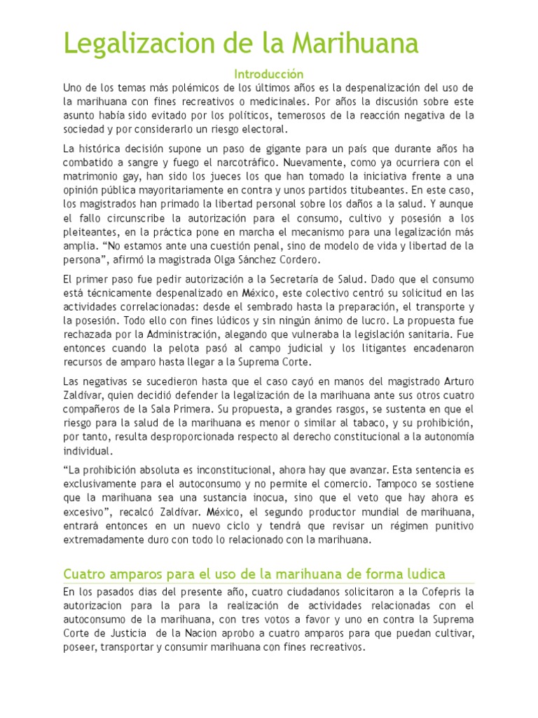 Legalizacion De La Marihuana Pdf Legalidad Del Cannabis Cannabis