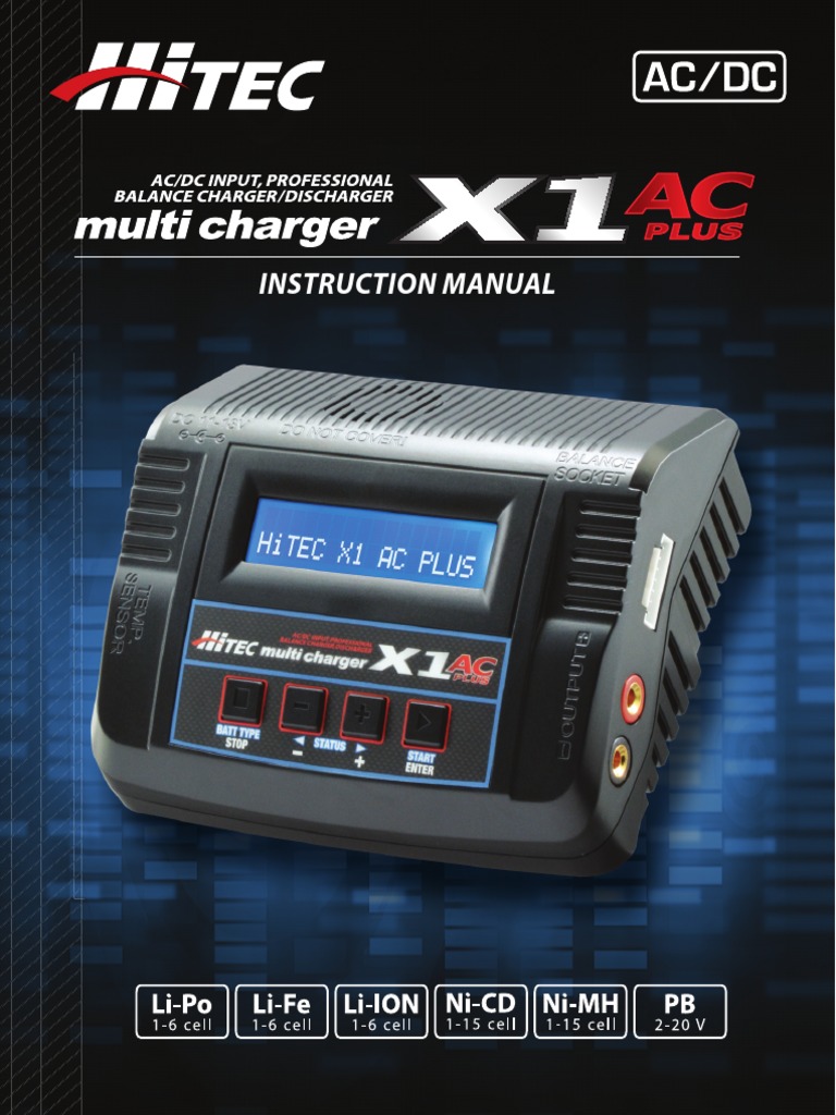 Hitec X1+AC LiPo Charger Manual | PDF | Battery Charger | Rechargeable ...