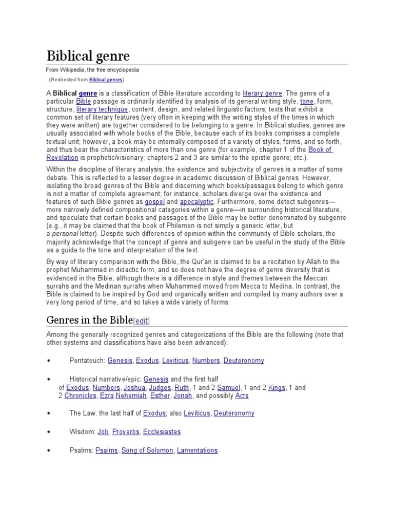 Biblical Genre: Genres in The Bible | PDF | Christian Bible | Religious ...