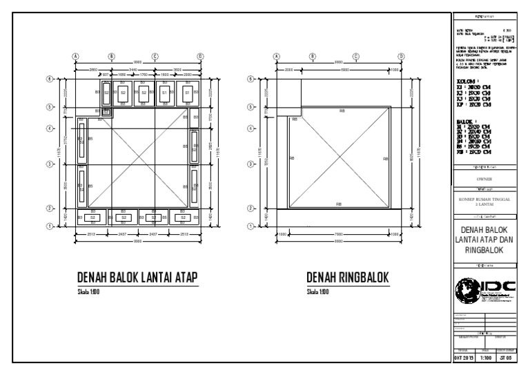 03.denah Balok Atap Dan Ringbalok | PDF
