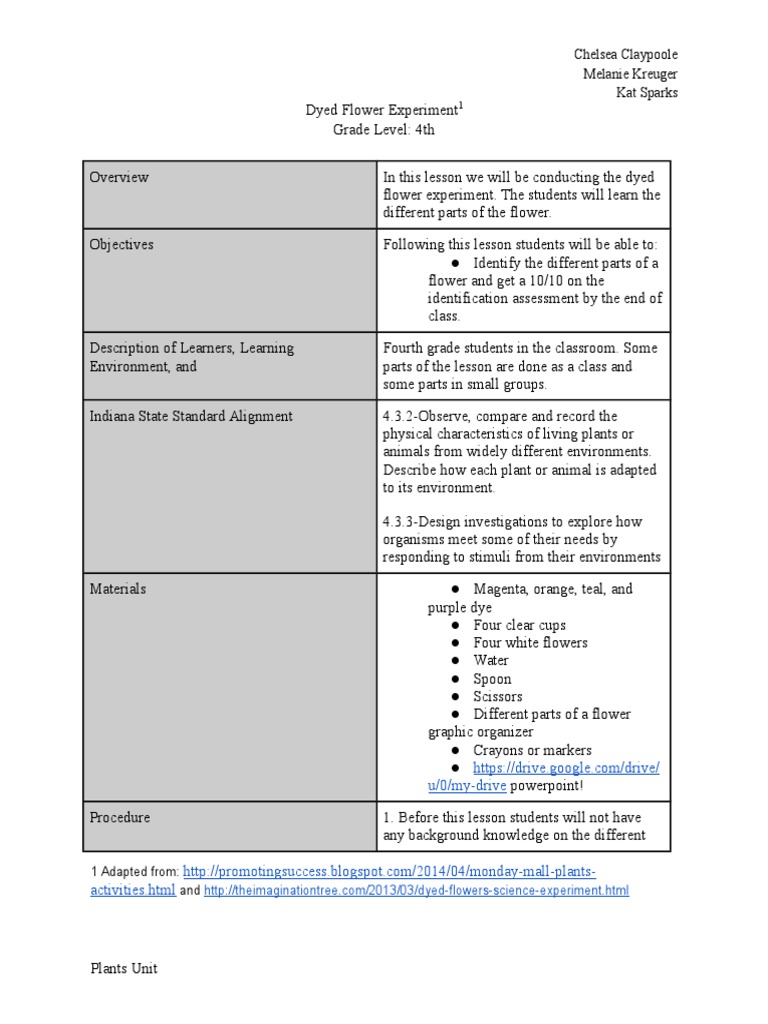 Activedocs Dyedflowerlessonplan | PDF