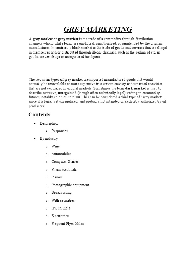 Grey Marketing | PDF | Market (Economics) | Business