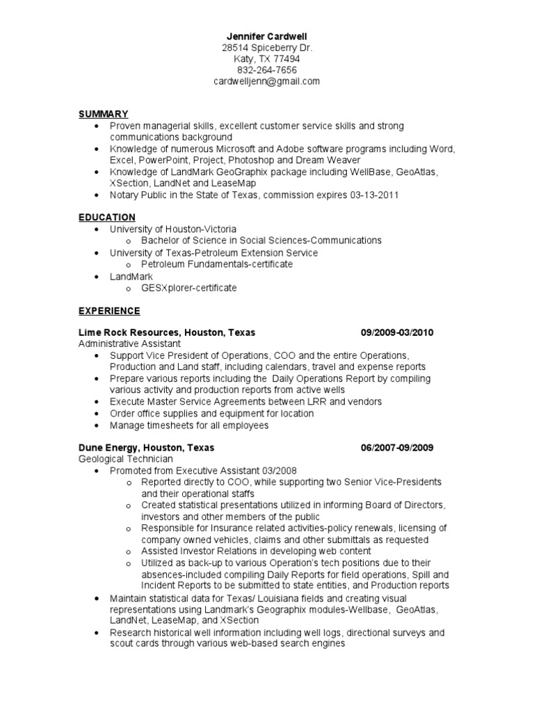 Cardwell, Jennifer Resume | PDF | Texas | Business