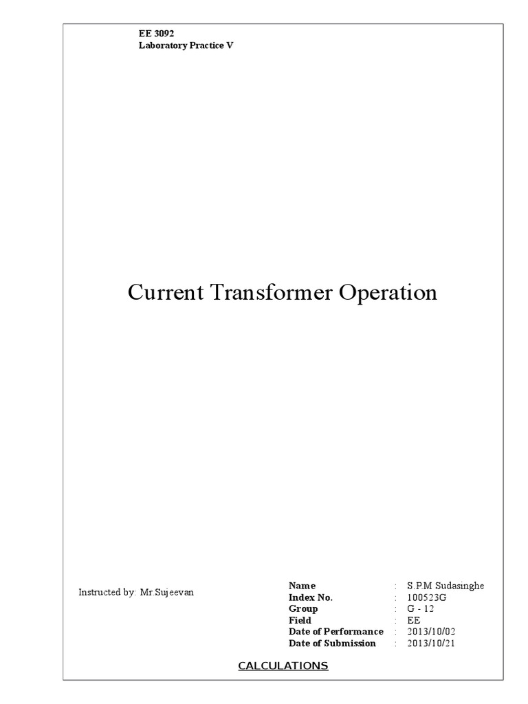 Current Transformer Operation | PDF | Transformer | Electric Current