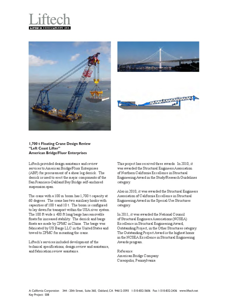 Liftech Provides Design Review and Assistance for 1,700 Ton Floating ...