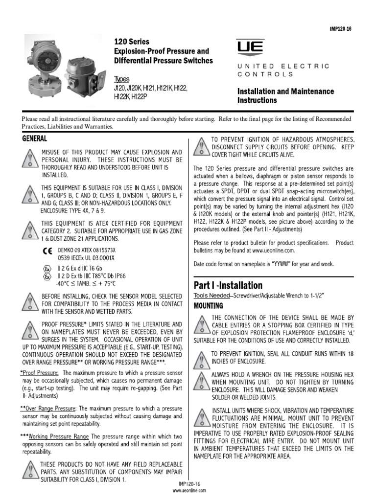 United Electric Controls Types Guide | PDF