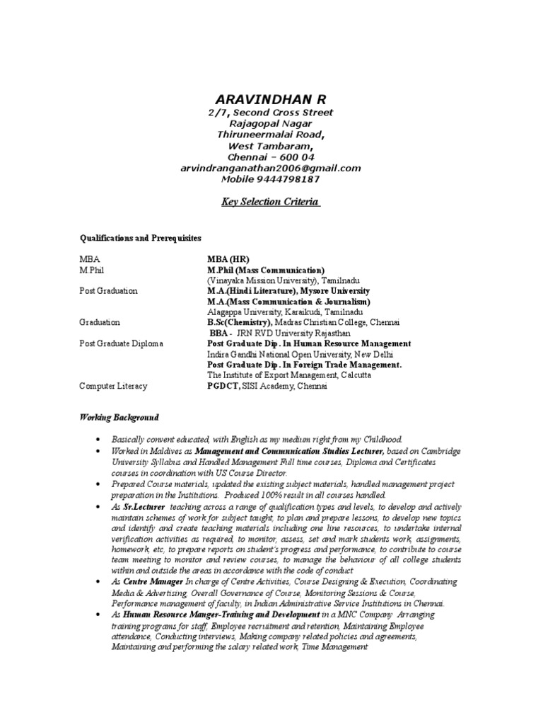 Key Selection Criteria | Download Free PDF | Curriculum | Educational ...