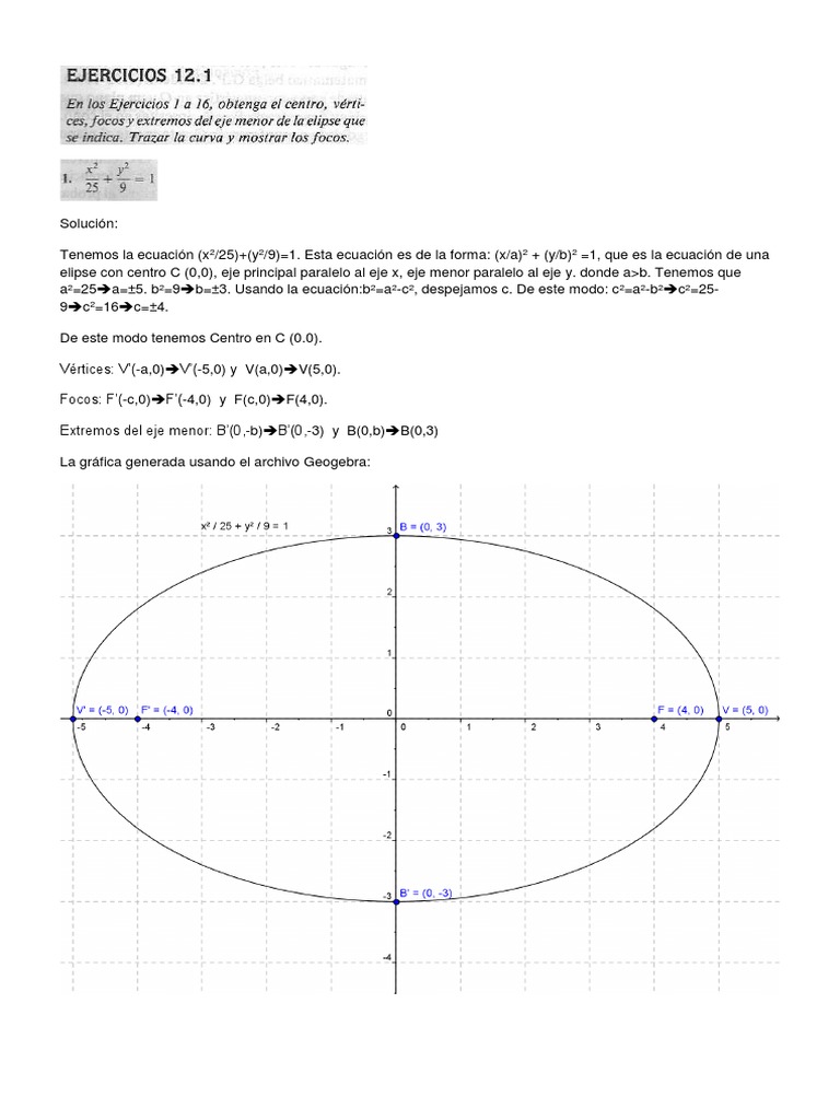 Ejercicios 1-28 de Geometria Analitica Elipse | PDF | Elipse | Circulo