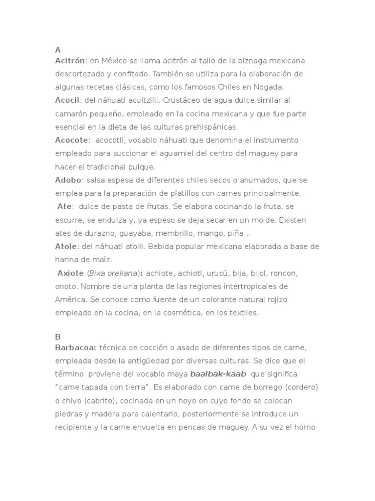 Glosario de Términos de La Cocina Mexicana | PDF | Taco | Maíz