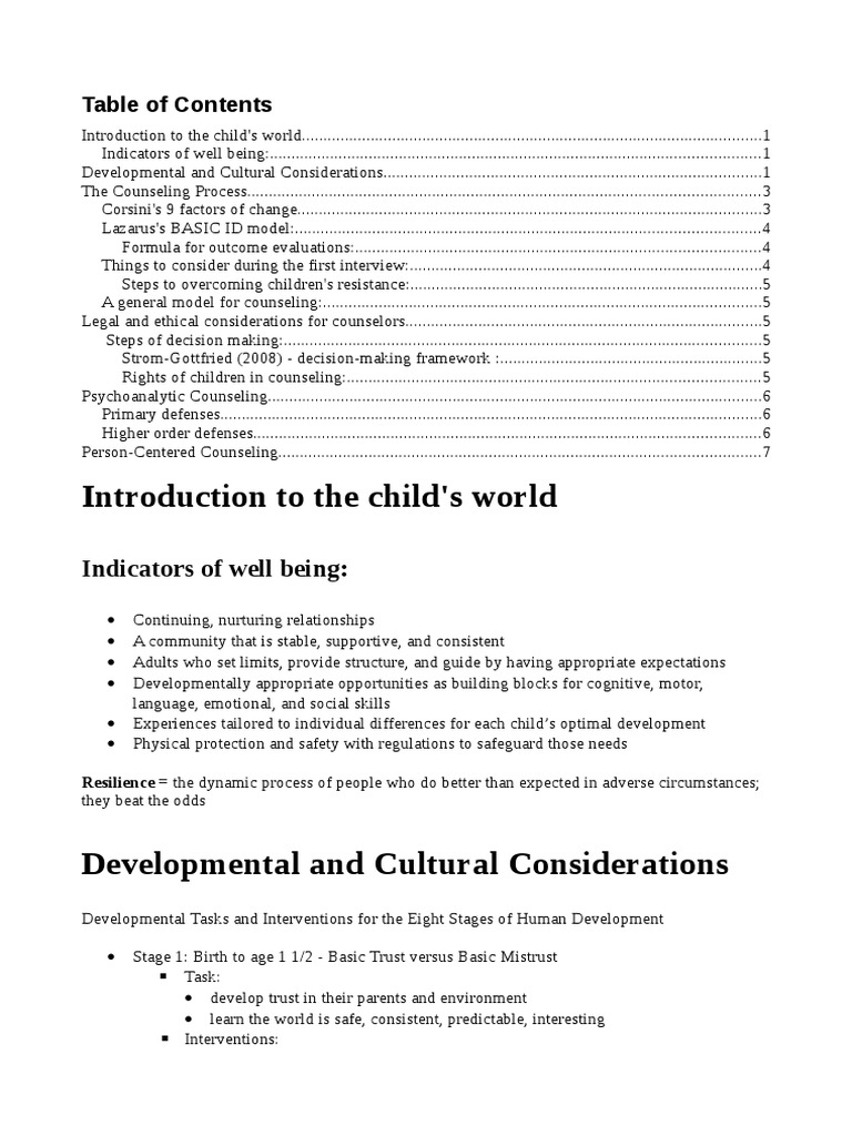 Child Counseling Essentials | PDF | Decision Making | Emotions