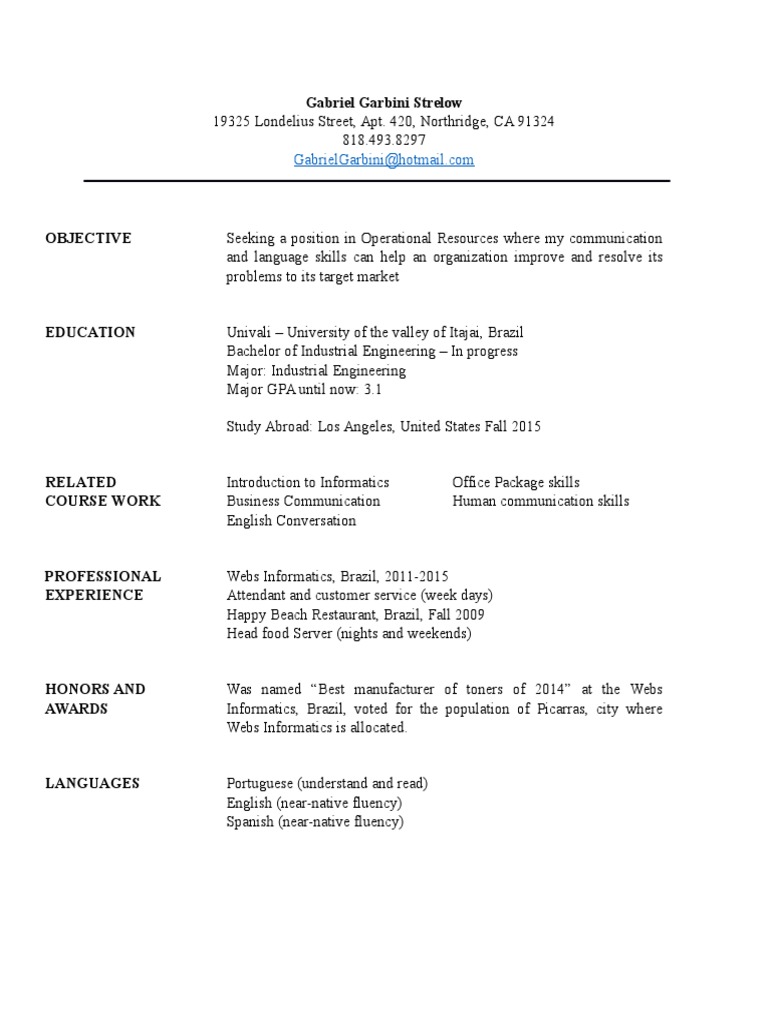 Resume Gabriel | PDF | Career & Growth