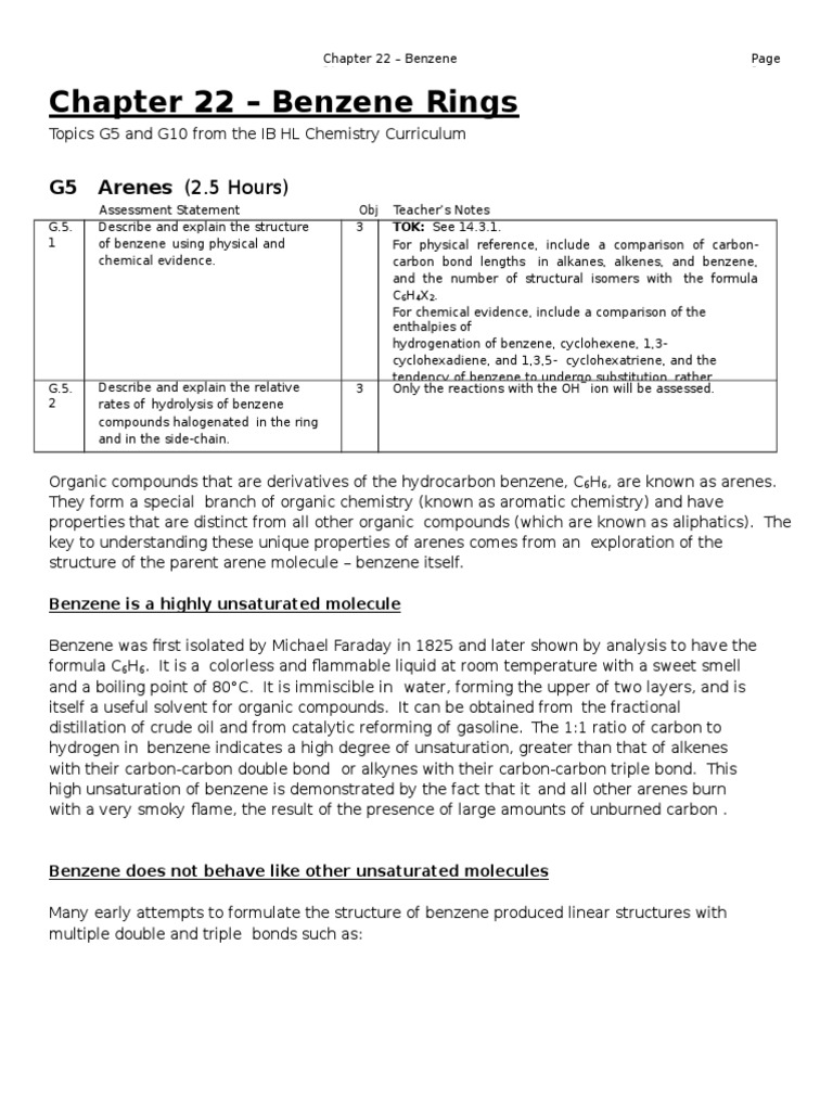 Benzene (Arene) Notes On Chemical Reactions | PDF | Benzene | Aromatic ...